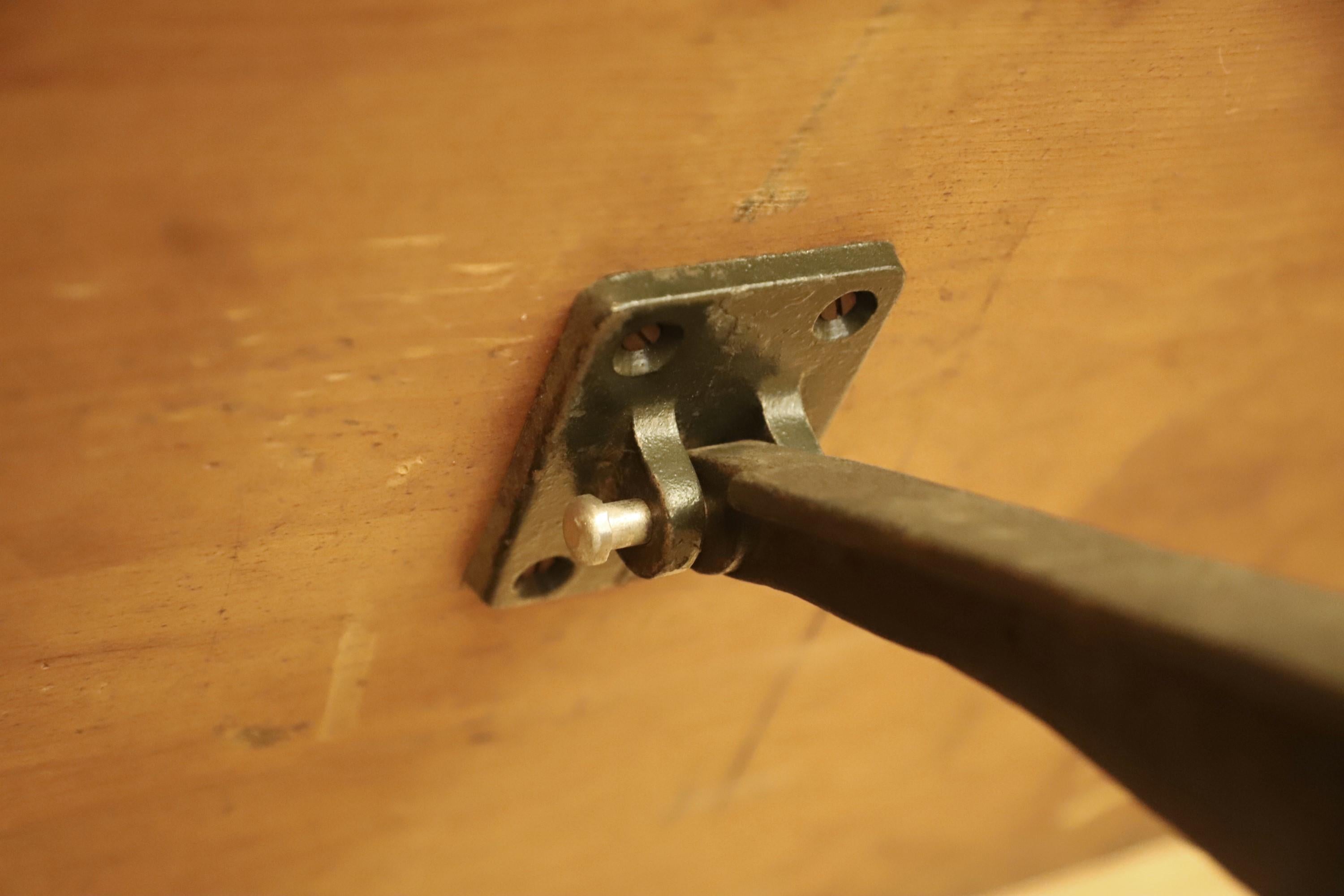 Large Wood Drafting Table Adjust Wheel Cast Iron Base For Sale at 1stDibs