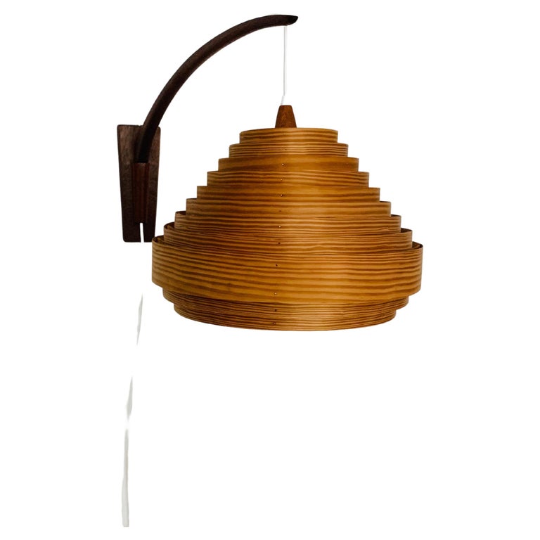 Large Wooden Arc Wall Lamp For Sale at 1stDibs