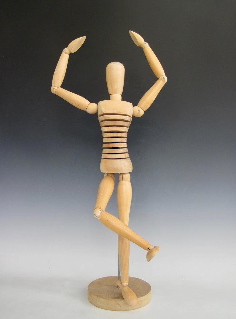 Posable Jointed Wooden Human Figure Artist Mannequin For Sale at 1stDibs
