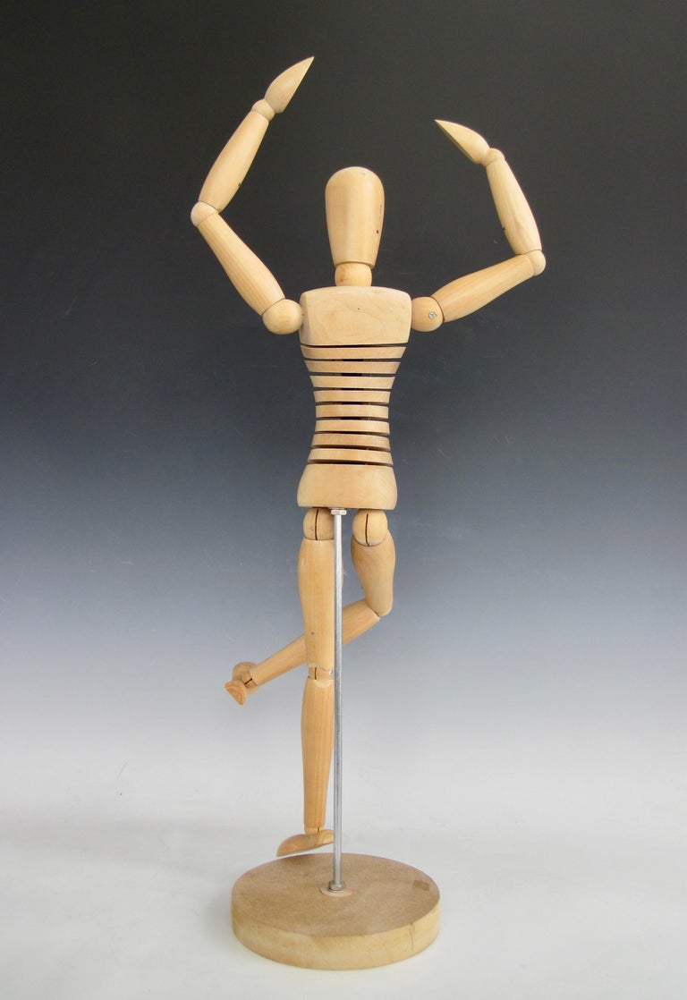 Posable Jointed Wooden Human Figure Artist Mannequin For Sale at 1stDibs