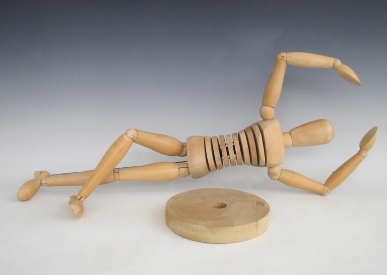 Posable Jointed Wooden Human Figure Artist Mannequin For Sale at 1stDibs