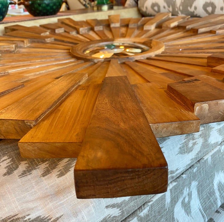 Large Wooden Starburst Mirror at 1stDibs