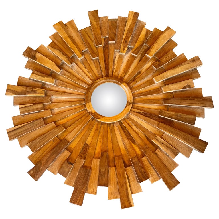 Large Wooden Starburst Mirror at 1stDibs