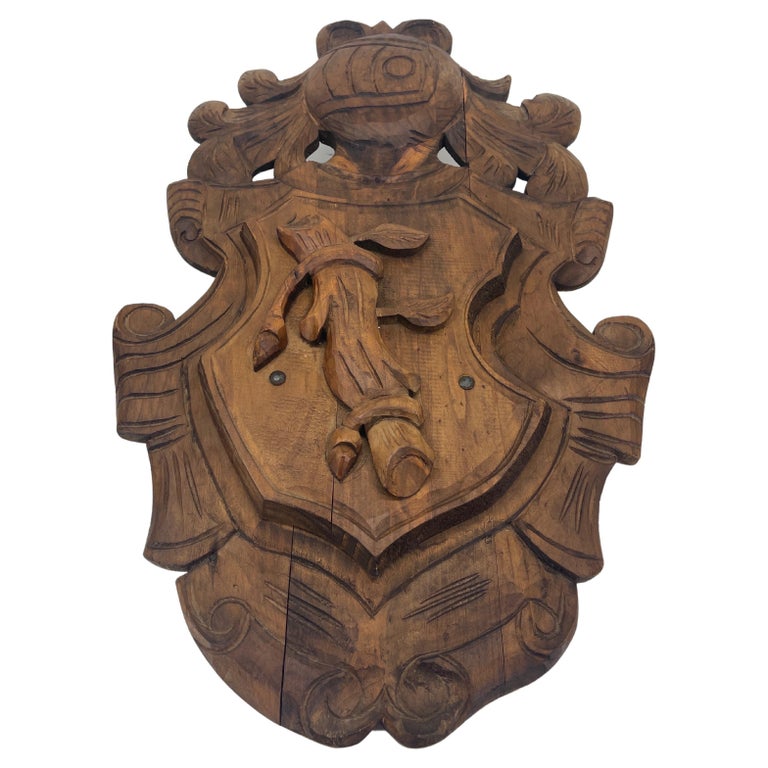 Large Wooden Wall Mounted Code of Arms For Sale at 1stDibs