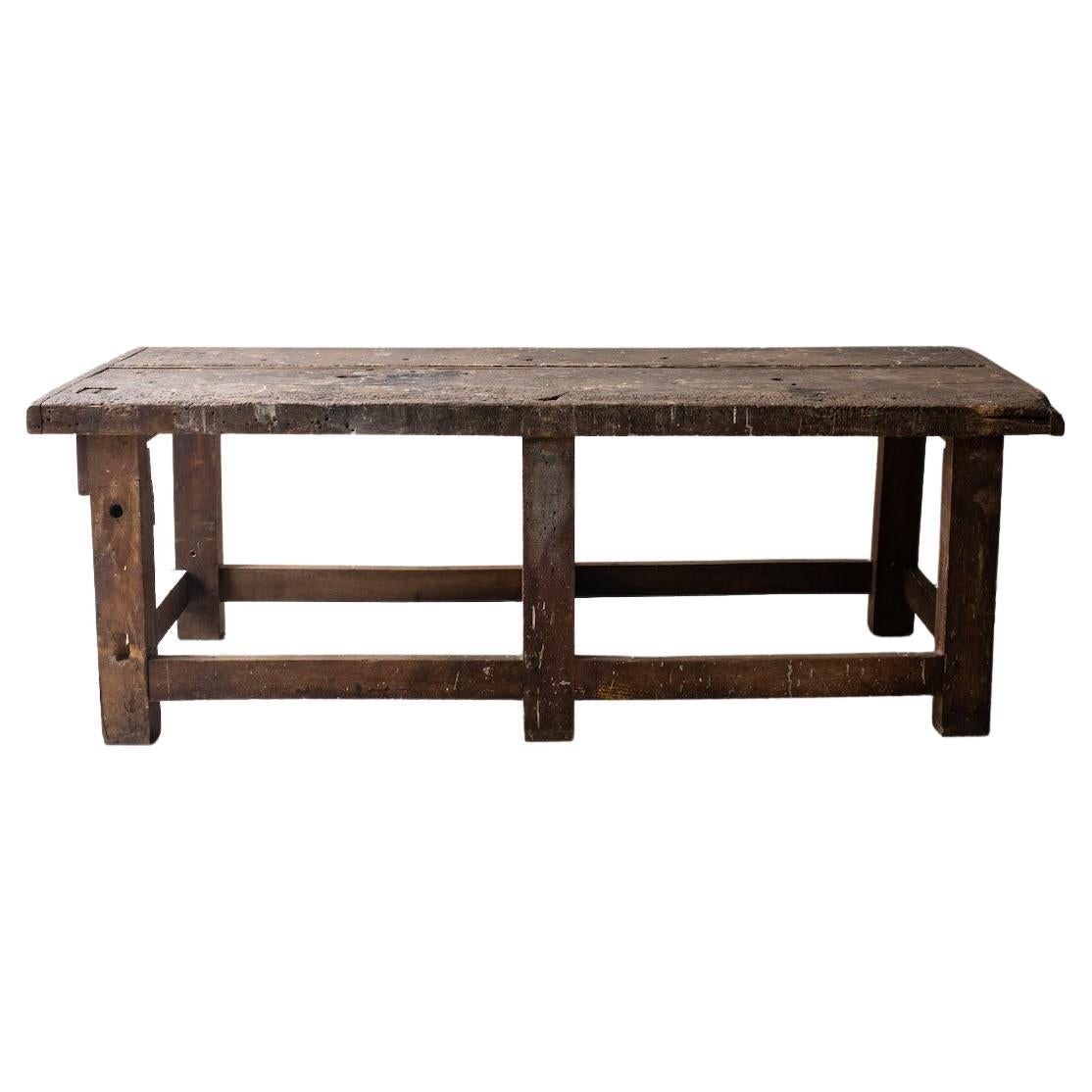 Incredible Handmade Vermont Large Oak Work Table Console Bar For Sale ...