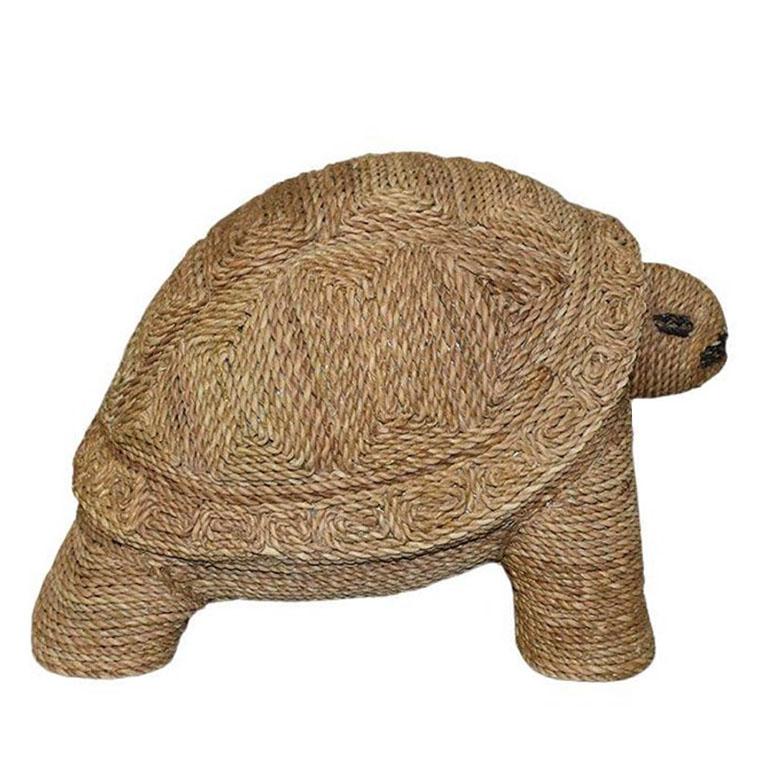 Large Woven Brown Wicker Natural Fiber Turtle Mario Lopez Torres, 20th ...