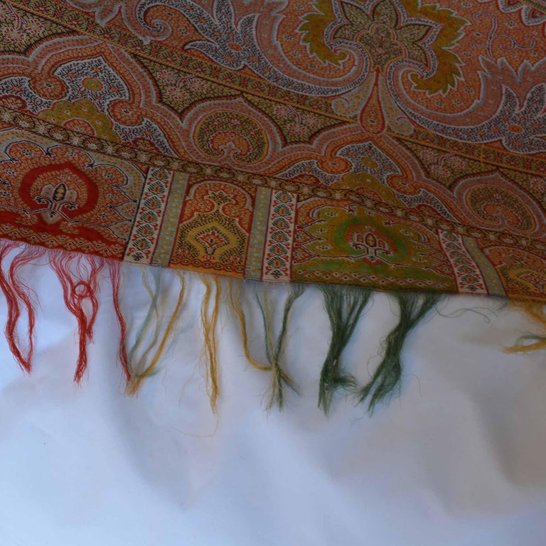 Large Woven Cashmere Paisley Throw Textile Shawl at 1stDibs