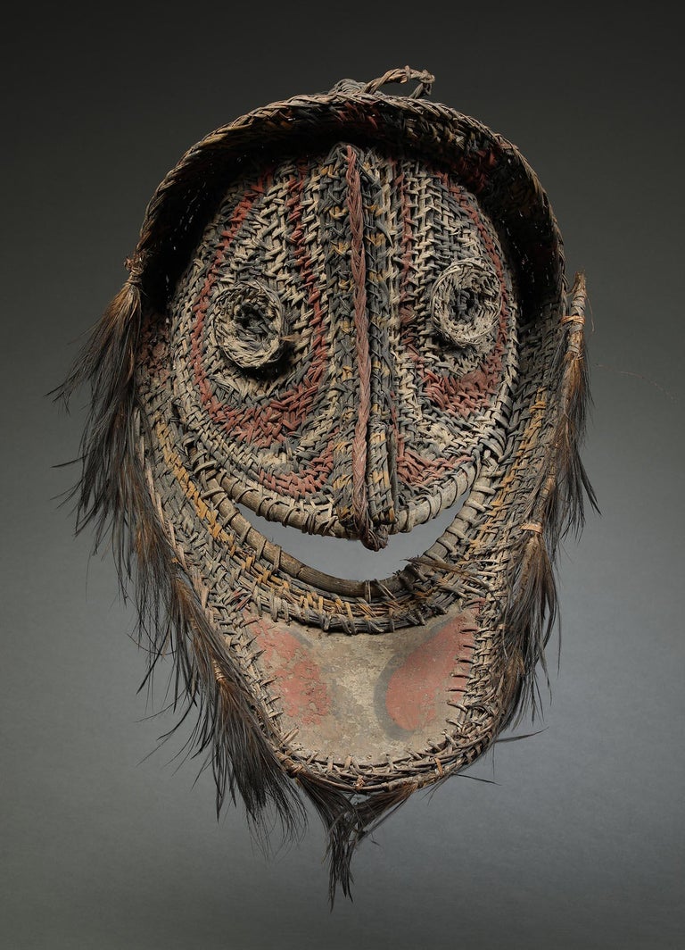 Large Woven Painted Basketry Wall Mask Blackwater Rivers, Papua New ...