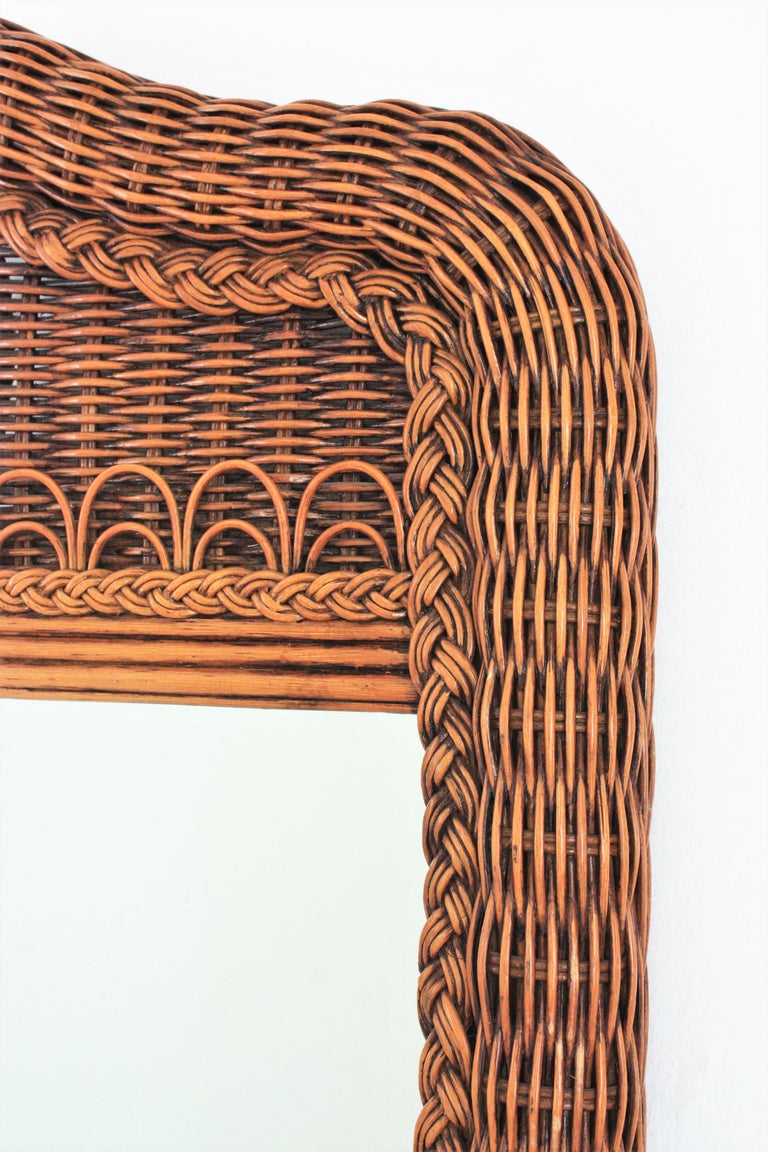 Large Woven Rattan Mirror, 1970s For Sale at 1stDibs