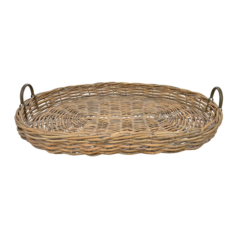 Large Woven Willow Tray at 1stDibs