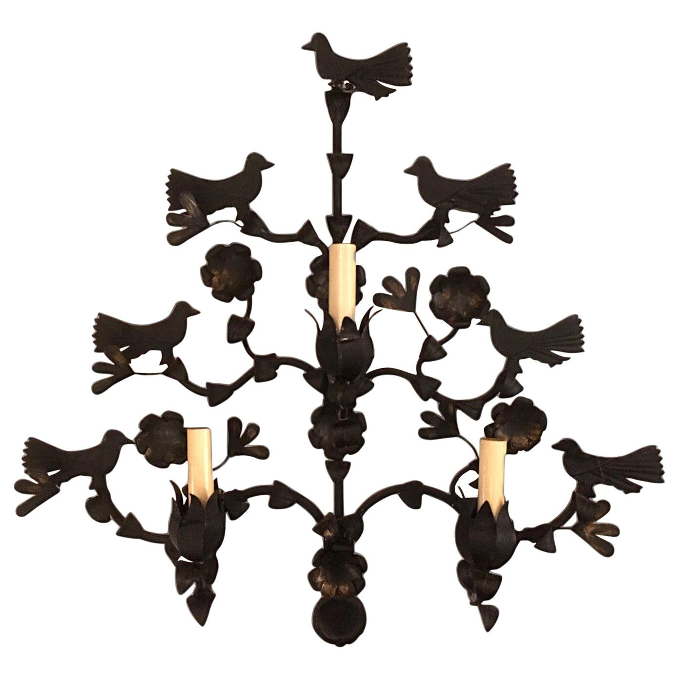 Large Wrought Iron Bird Sconces at 1stDibs