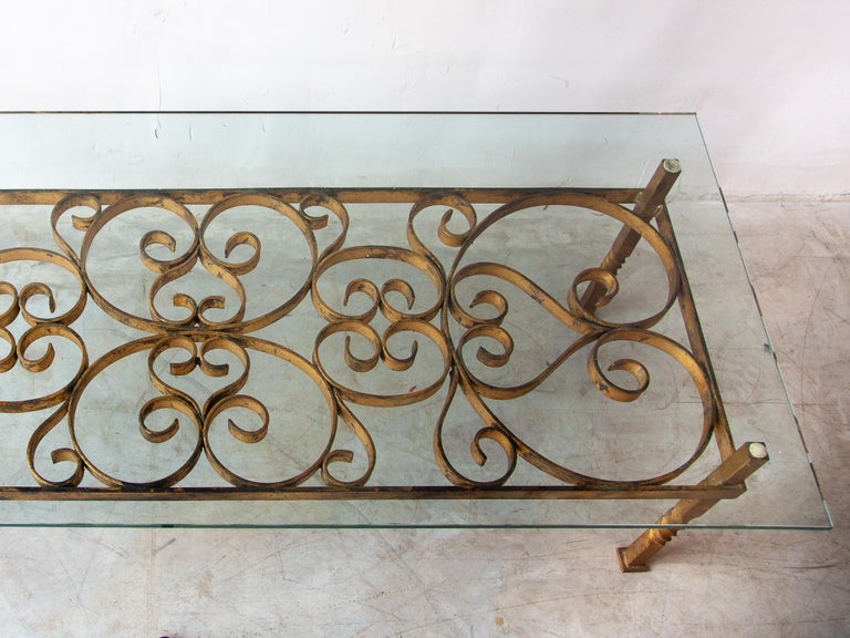 Large Wrought Iron Coffee Table in the Manner of Gilbert Poillerat ...