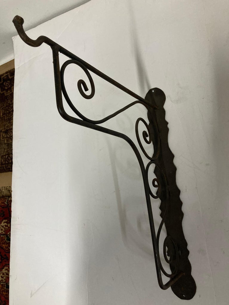 Large Wrought Iron Scrolling Wall Mounted Bracket for Lanterns or Signs For Sale at 1stDibs