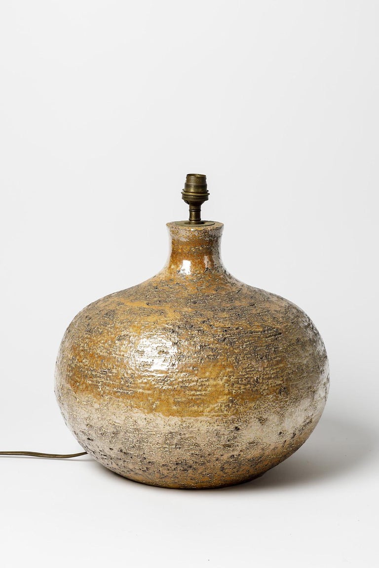 Large 20th Century Ceramic Table Lamp by Marius Bessone Shiny Gold ...