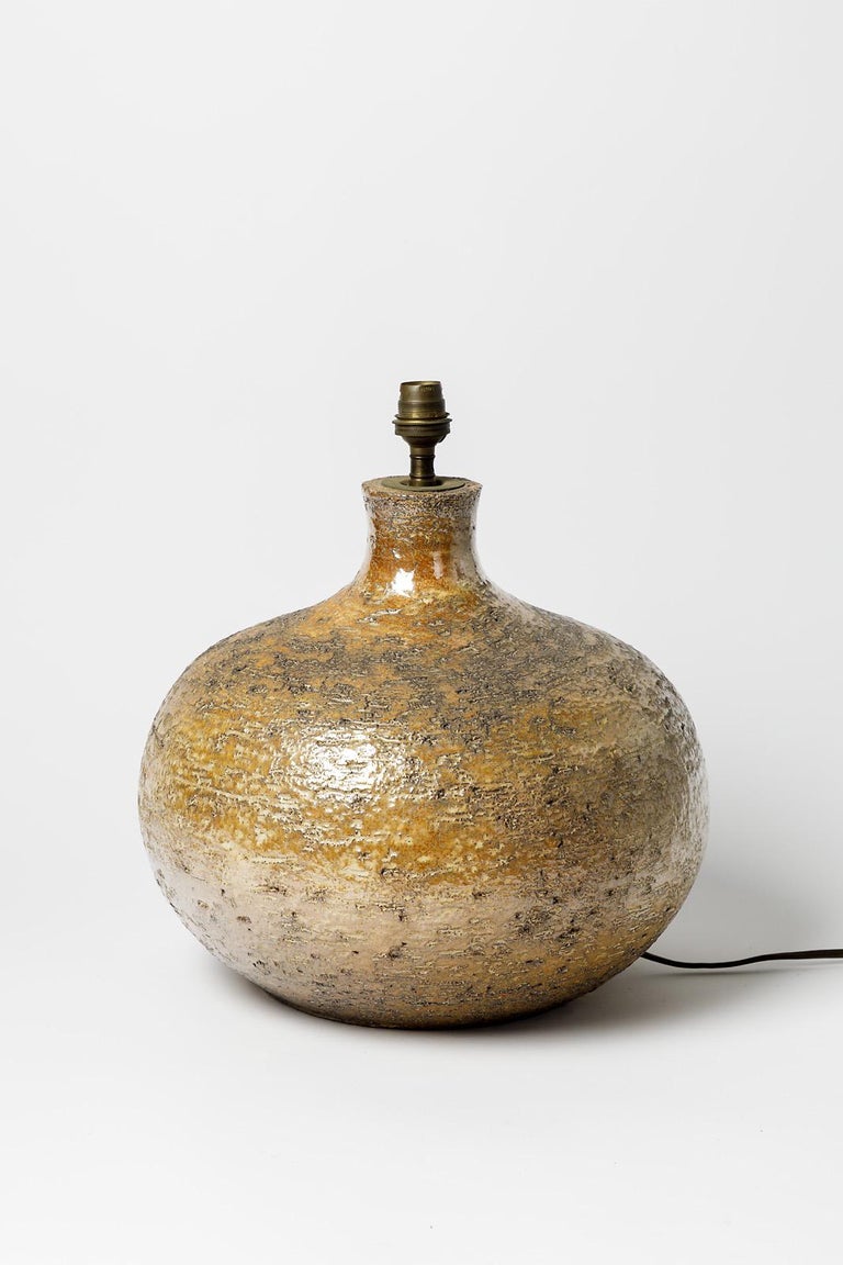 Large 20th Century Ceramic Table Lamp by Marius Bessone Shiny Gold ...