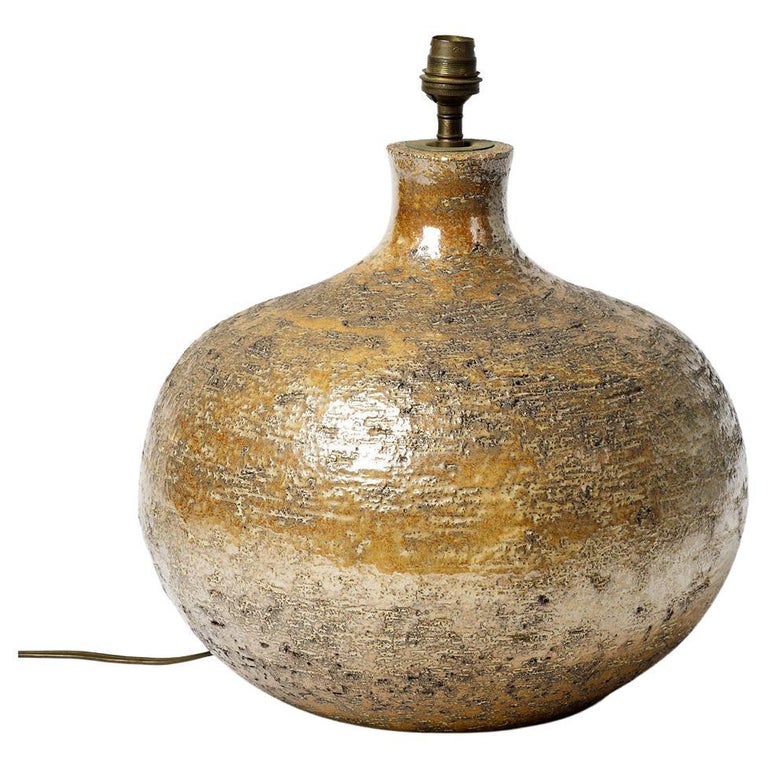 Large 20th Century Ceramic Table Lamp by Marius Bessone Shiny Gold ...