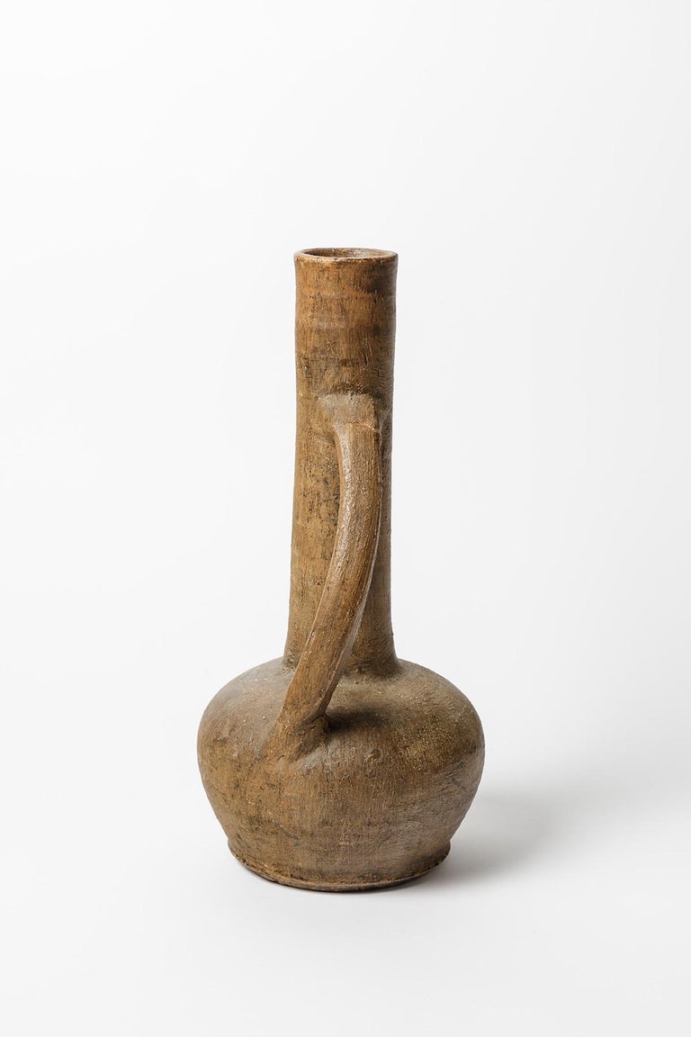 Large XXth Century Design Brown Ceramic Vase Abstract Free Form 1970 ...