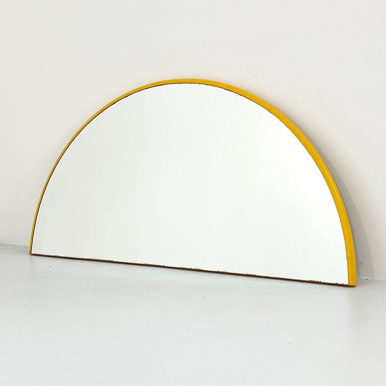 Large Yellow Frame Semi-Circle Mirror, 1970s For Sale at 1stDibs