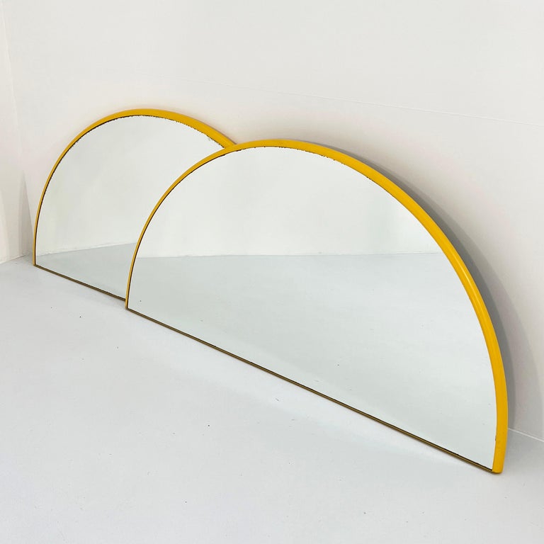 Large Yellow Frame Semi-Circle Mirror, 1970s For Sale at 1stDibs