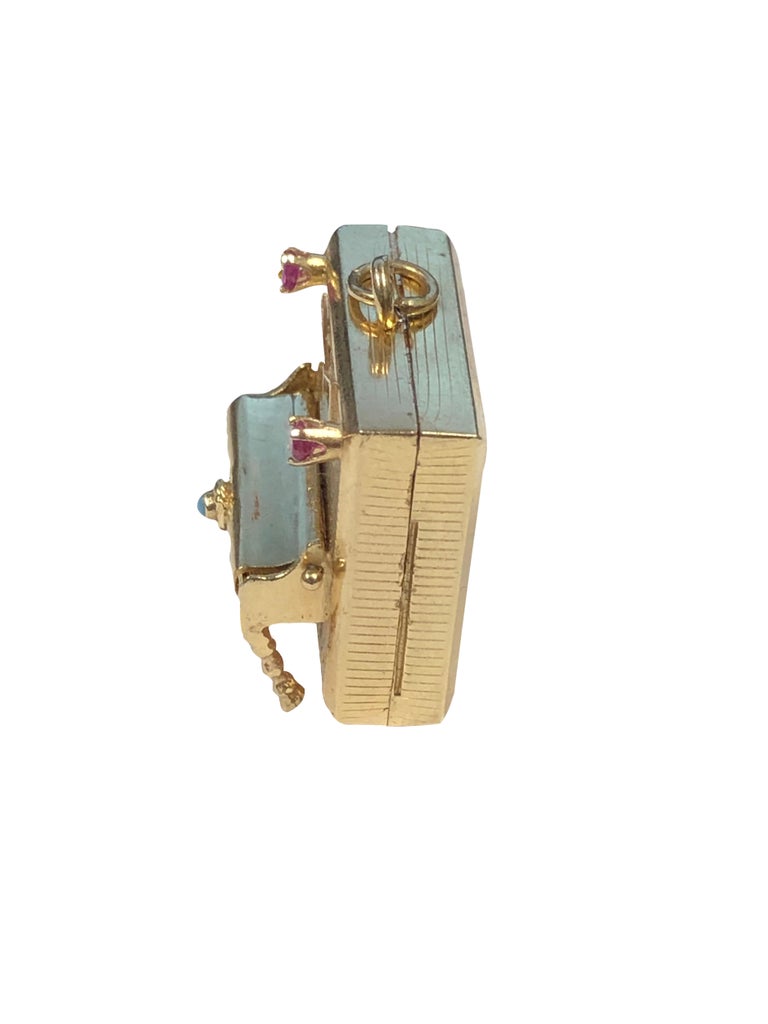 Large Yellow Gold and Gem Set Music Box Piano Charm at 1stDibs