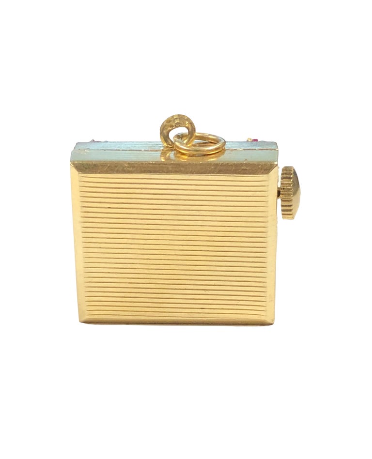 Large Yellow Gold and Gem Set Music Box Piano Charm at 1stDibs