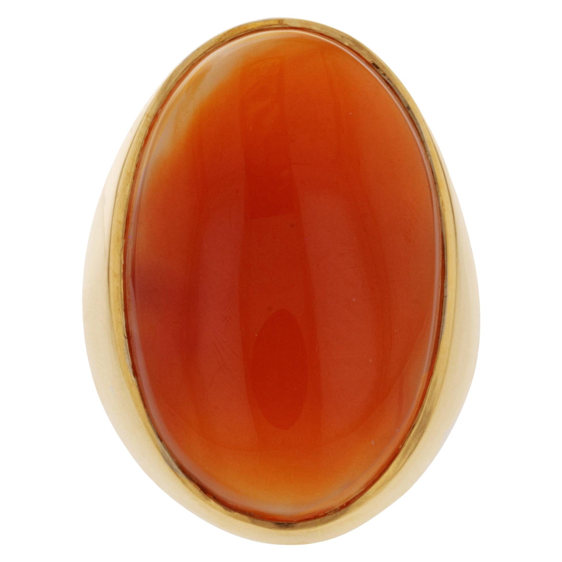 Large Yellow Gold Carnelian Ring For Sale at 1stDibs
