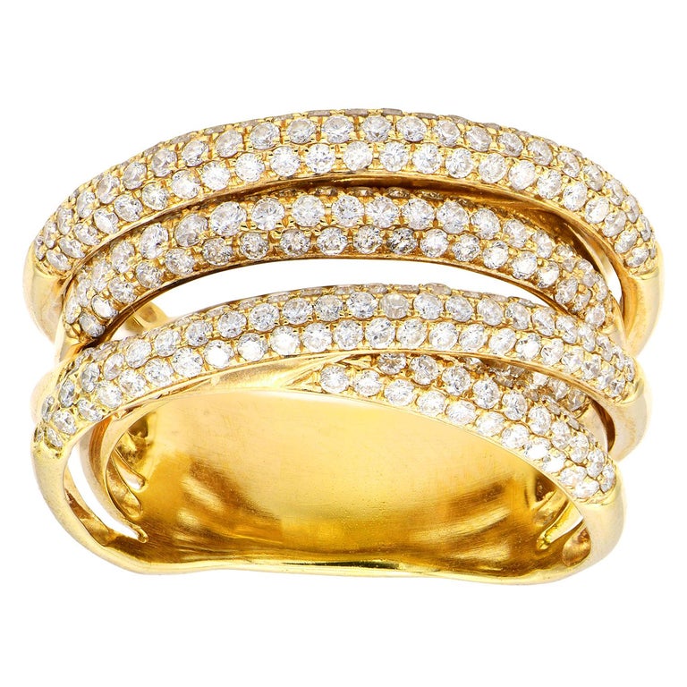 Large Yellow Gold Crossover Ring For Sale at 1stDibs