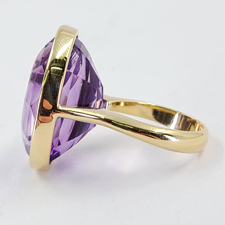 Large Yellow Gold Oval Amethyst Cocktail Ring For Sale at 1stDibs