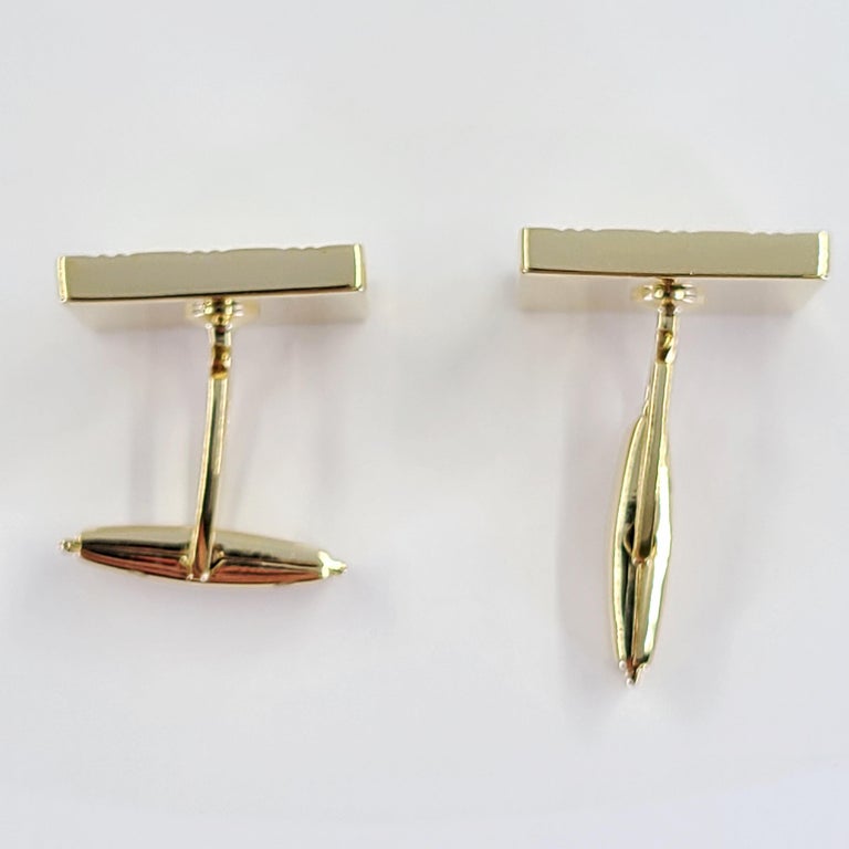 Large Yellow Gold Rectangular Woven Design Cufflinks For Sale at 1stDibs