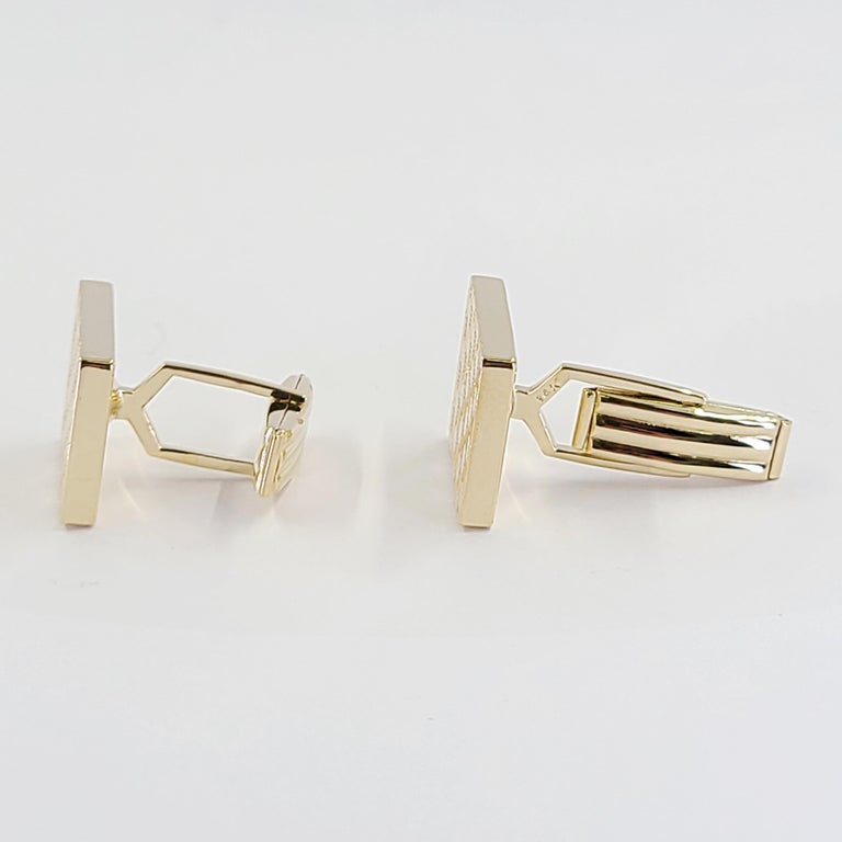 Large Yellow Gold Rectangular Woven Design Cufflinks For Sale at 1stDibs