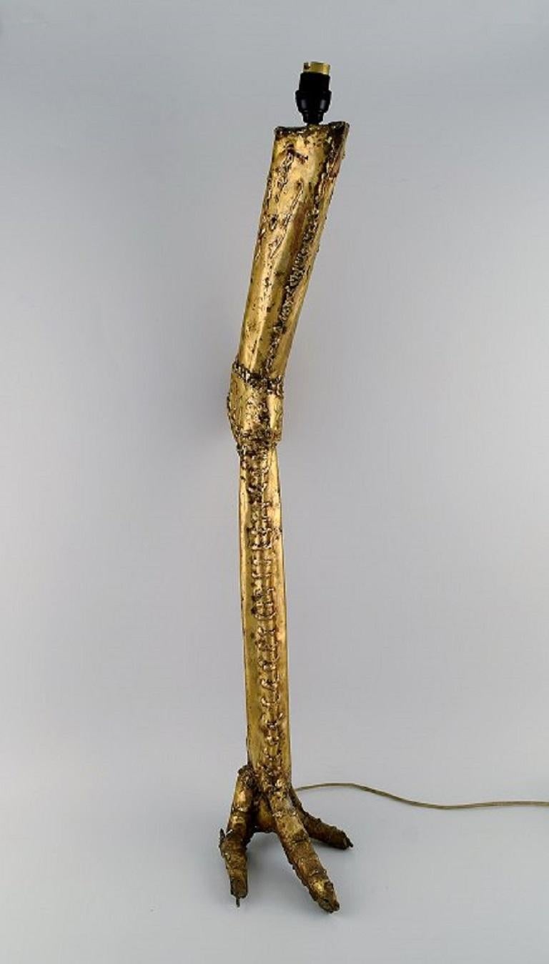 Large Zoomorphic Floor Lamp in Welded Brass Shaped like an Animal Leg ...