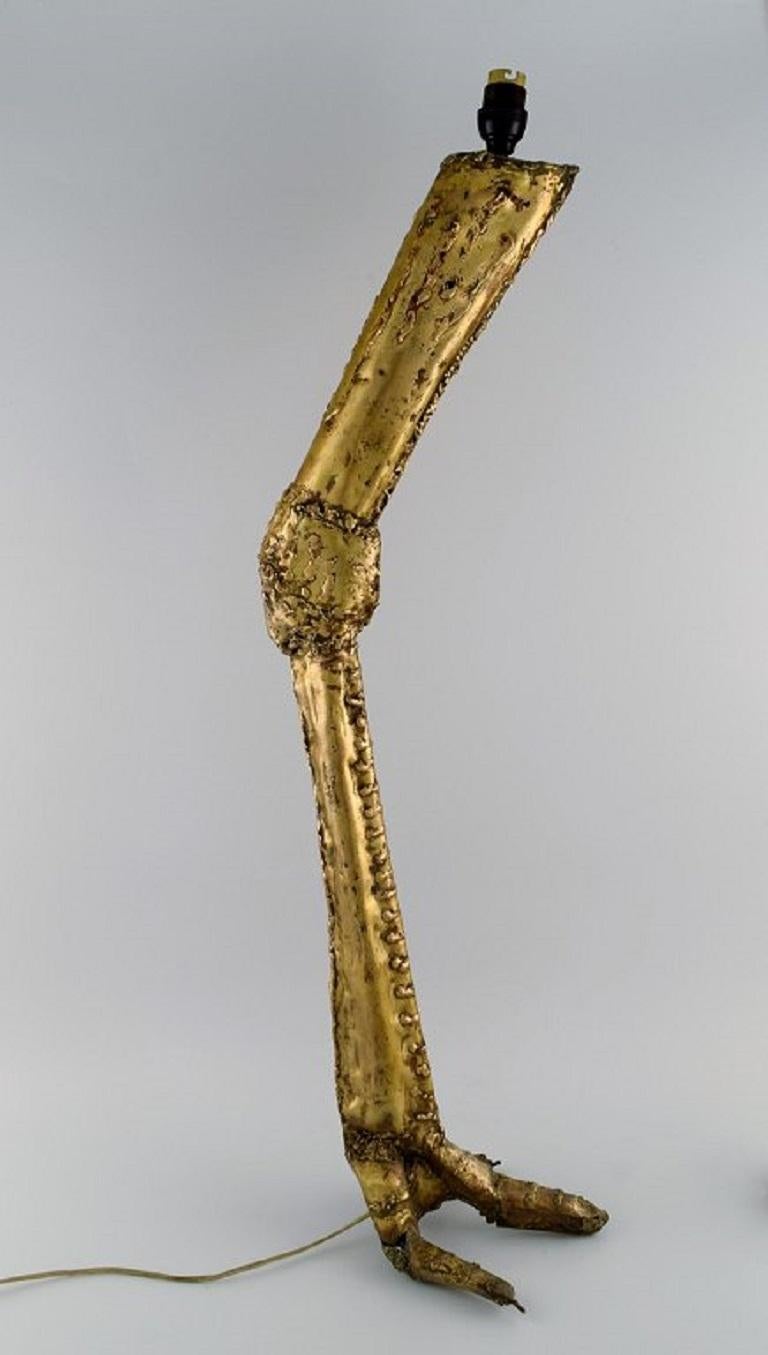 Large Zoomorphic Floor Lamp in Welded Brass Shaped like an Animal Leg ...