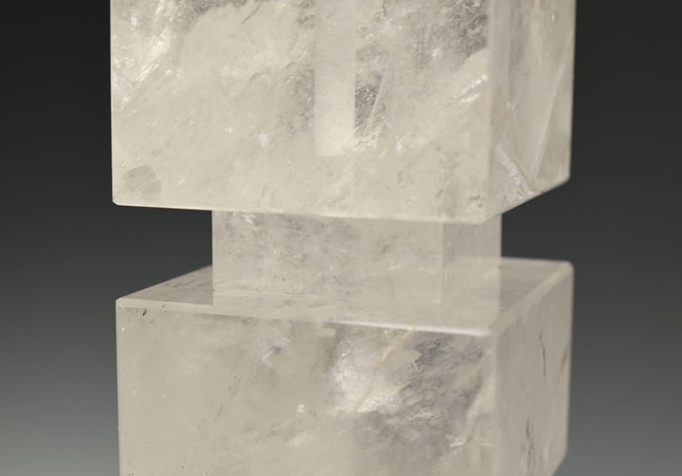 Larger Pair of Block Form Rock Crystal Lamps at 1stDibs