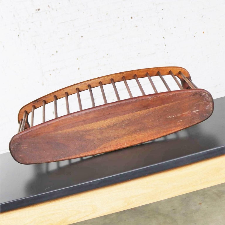 Larger Walnut Oval Magazine Rack Attribute to Arthur Umanoff for ...