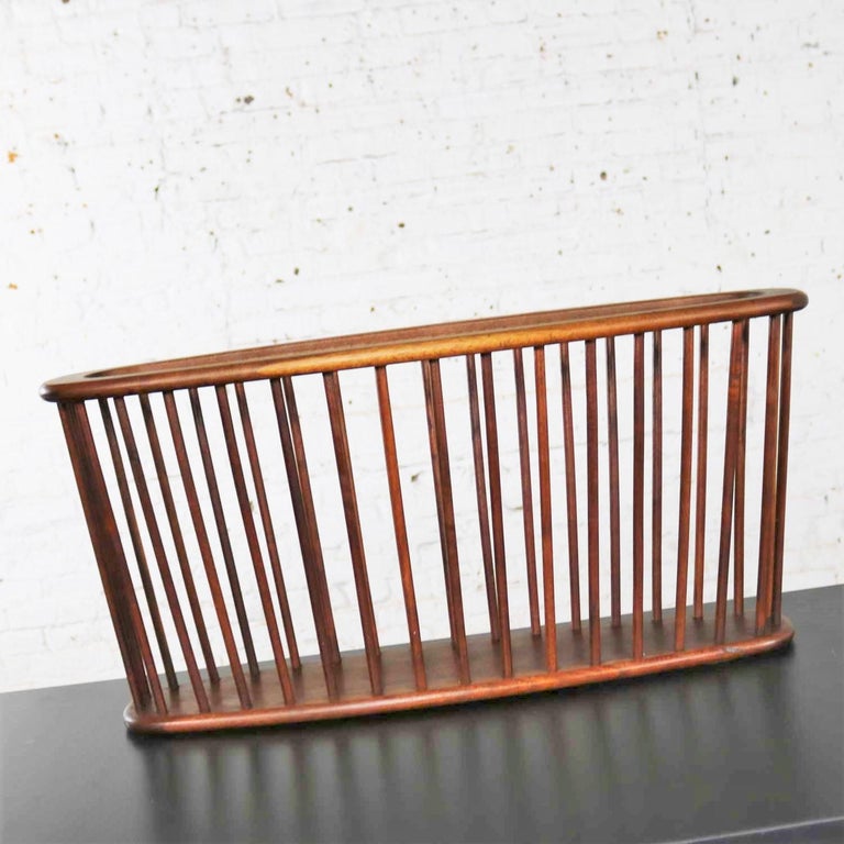 Larger Walnut Oval Magazine Rack Attribute to Arthur Umanoff for ...