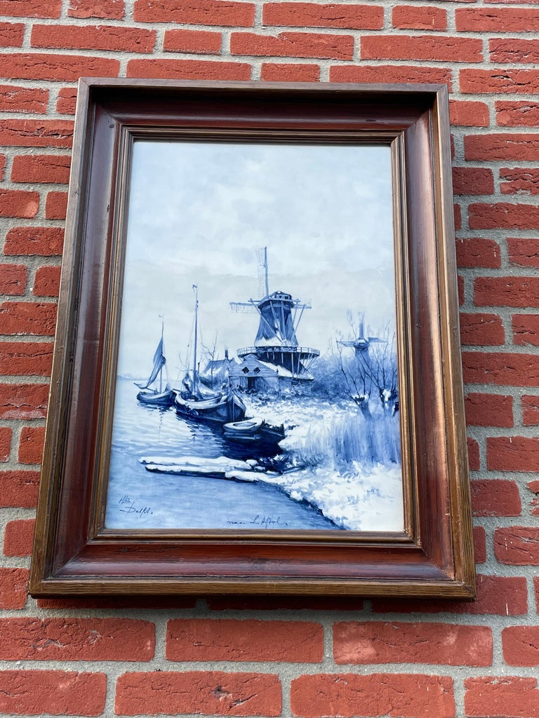 Largest and Mint Antique Delftware Porcelain Wall Tile Painting in ...