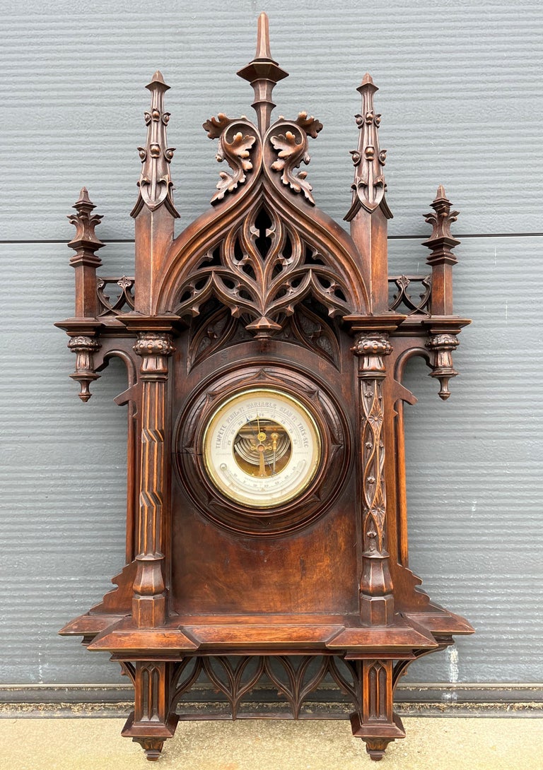 Largest Antique and Top Quality Hand Carved Gothic Revival Barometer ...