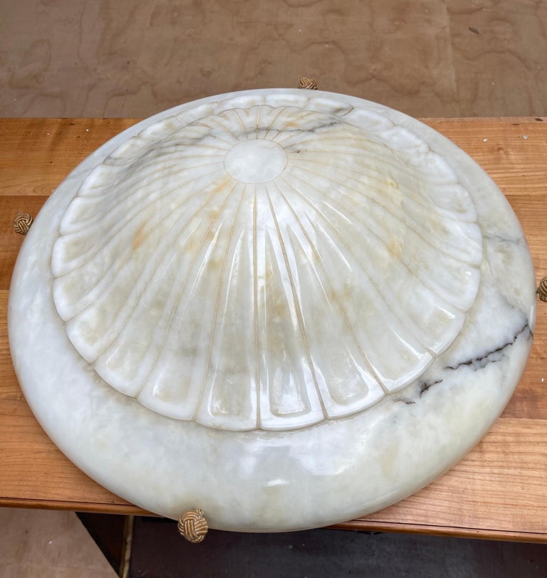 Extra Large and Stunning Design White and Black Alabaster Flush Mount ...
