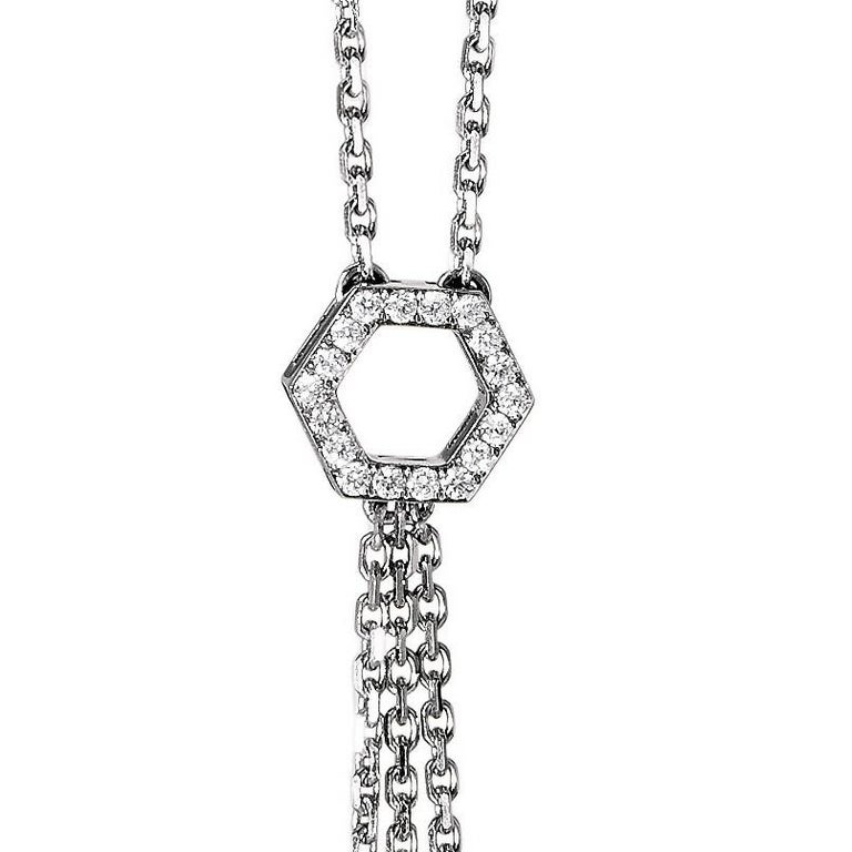 Lariat Chain - 18k White Gold - Purple, Pink and Silver Enamel - 18 ...