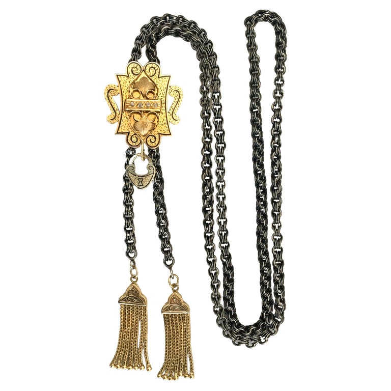 Lariat Chain Necklace with Diamond Slide at 1stDibs