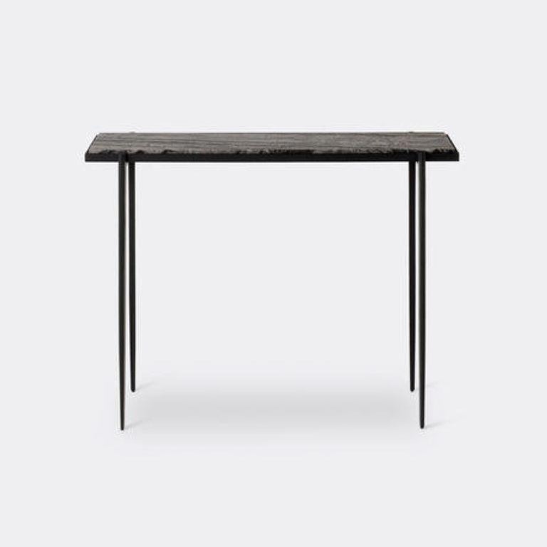 Lark Console, Hand Forged Iron Base, Silver Wave Marble Top For Sale at ...