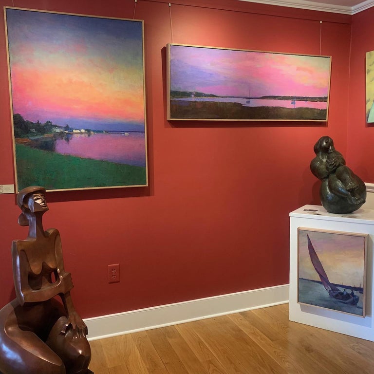 Larry Horowitz - "Dusk Reflections" oil painting of a vibrant pink ...