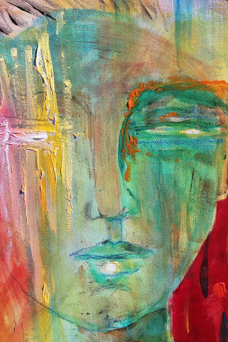 Larry Martin - Colorful Contemporary Abstract Green, Red, Yellow and ...