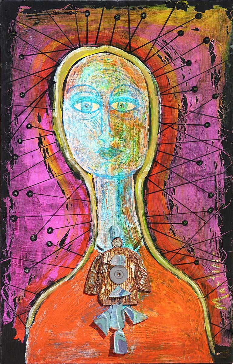 Larry Martin - Contemporary Warm Toned Abstract Found Object Portrait ...