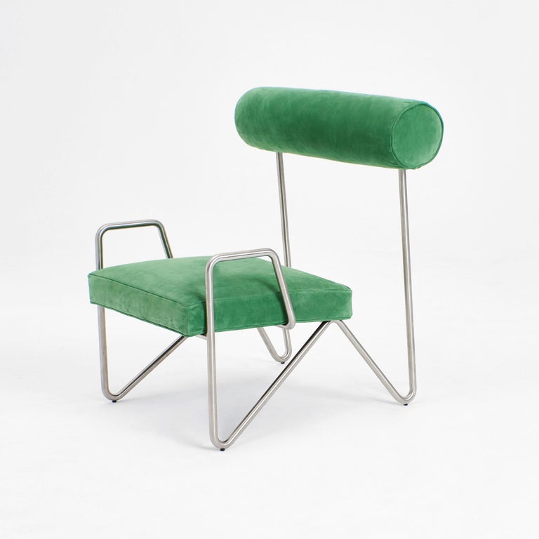 Larry's Lounge Chair in Green Suede For Sale at 1stDibs