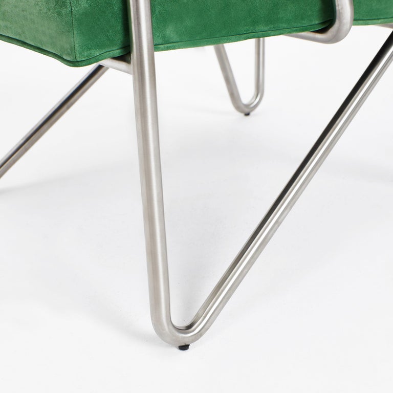 Larry's Lounge Chair in Green Suede For Sale at 1stDibs