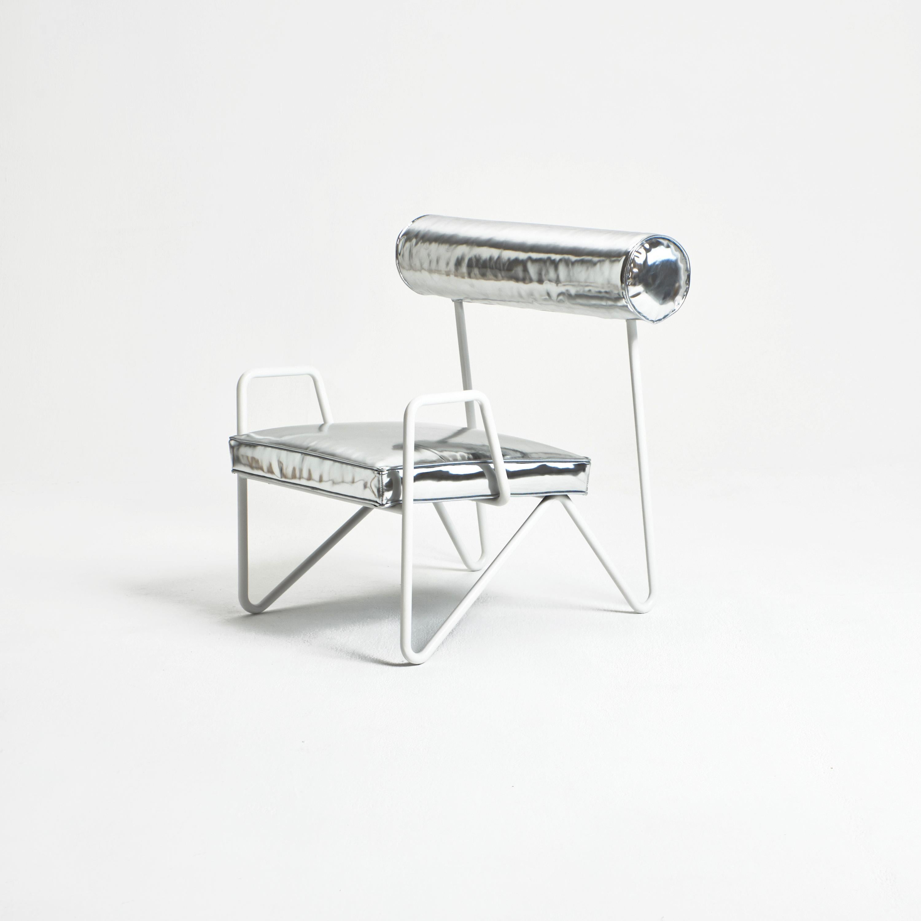 Larry's Lounge Chair in Metallic Leather For Sale at 1stDibs