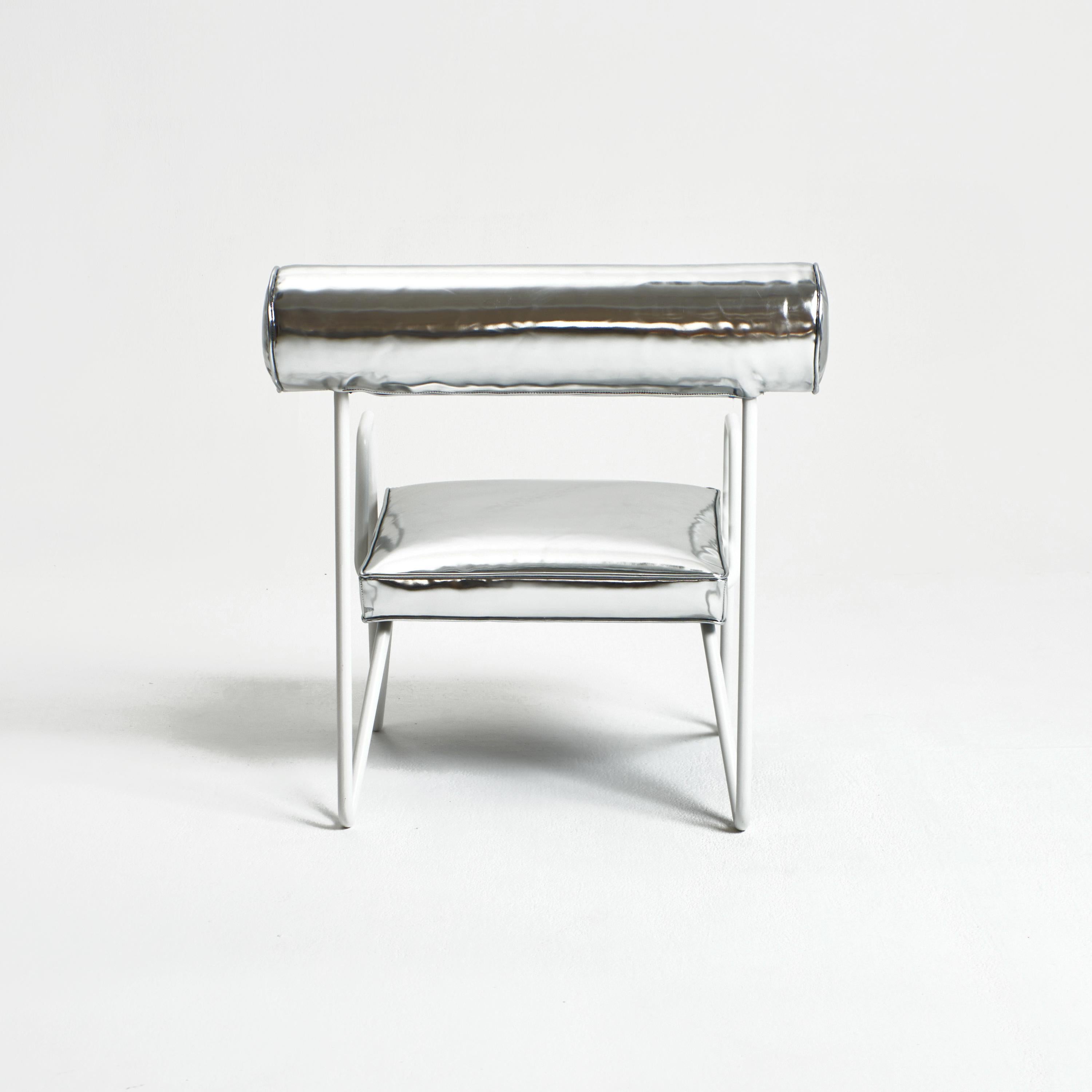 Larry's Lounge Chair in Metallic Leather For Sale at 1stDibs