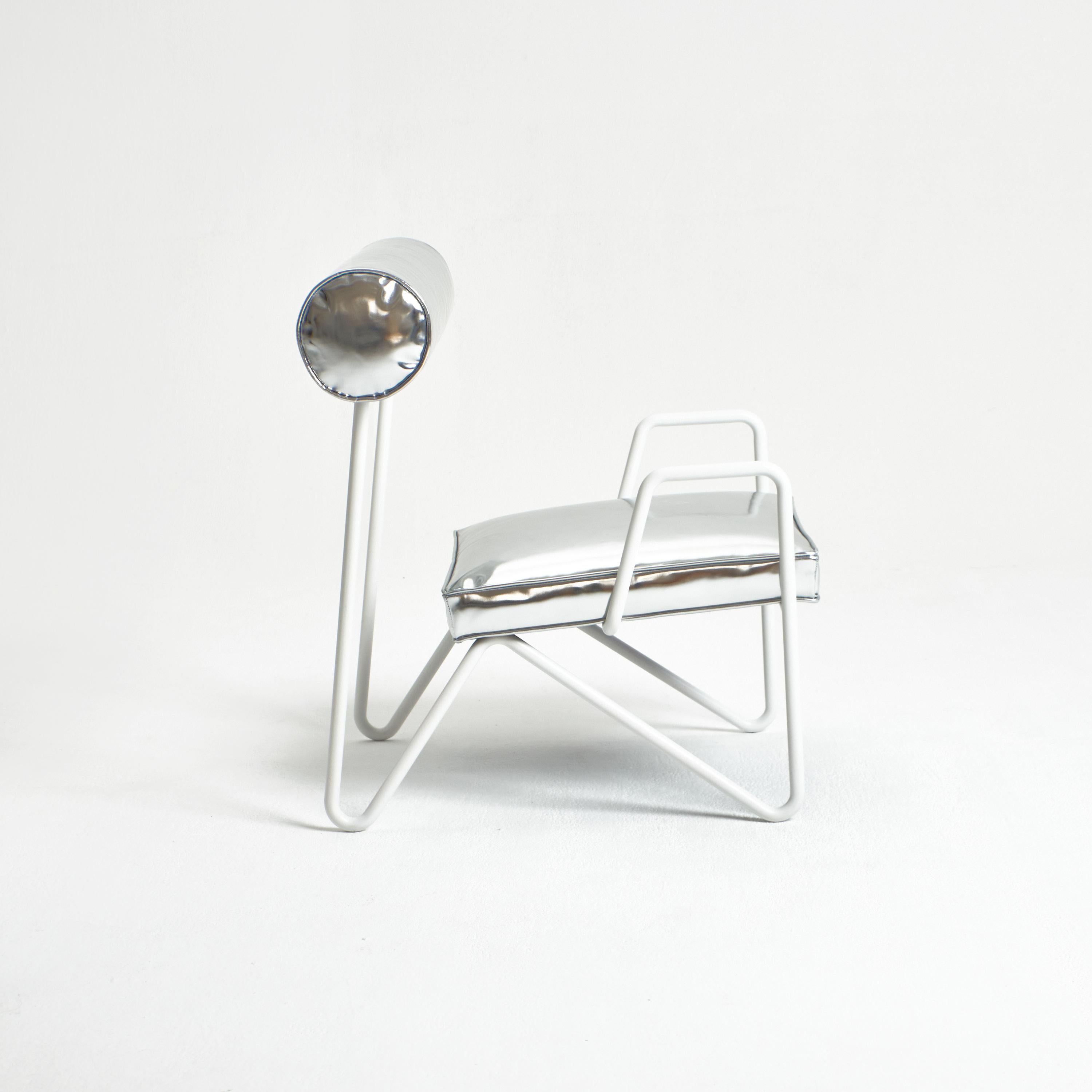 Larry's Lounge Chair in Metallic Leather For Sale at 1stDibs