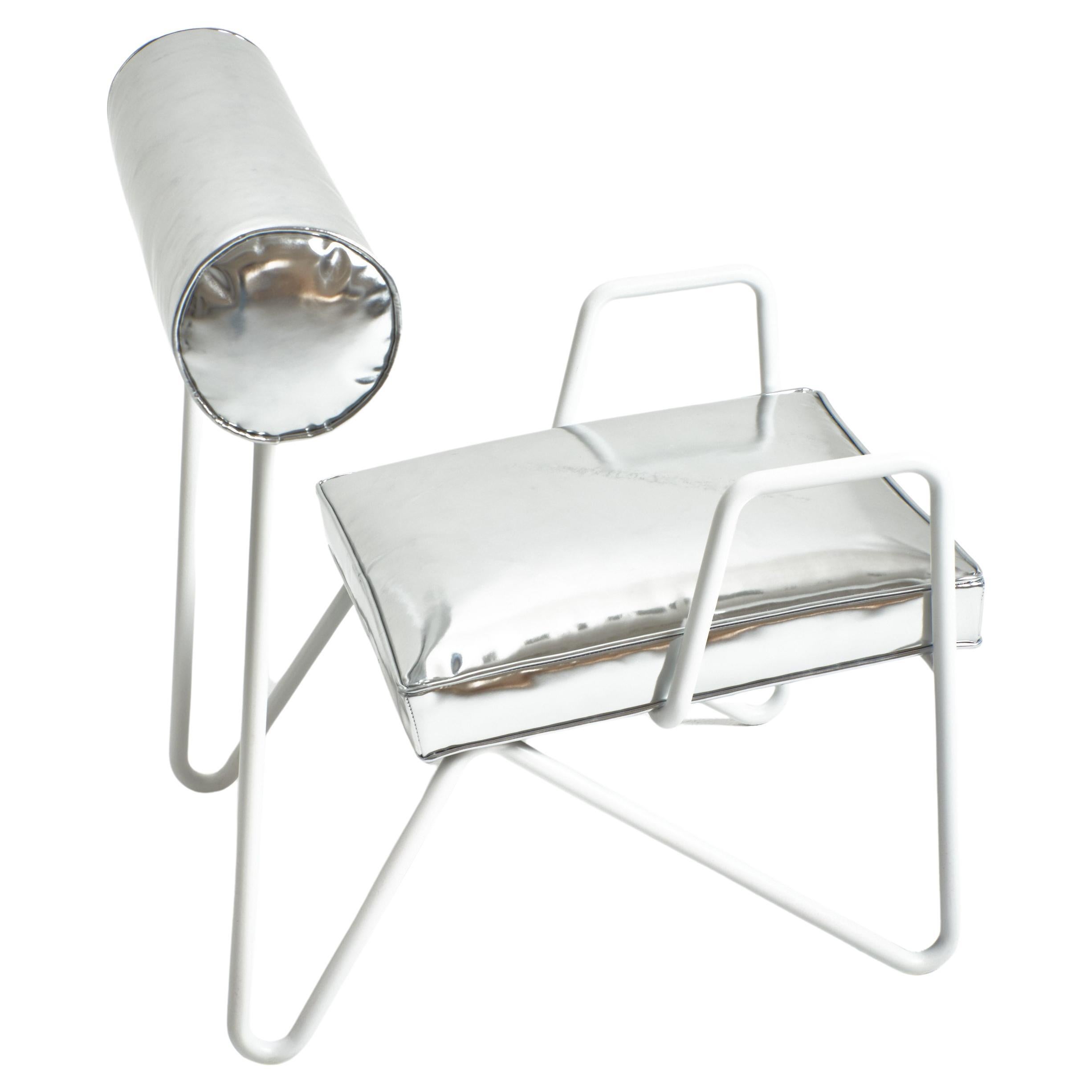 Larry's Lounge Chair in Metallic Leather For Sale at 1stDibs